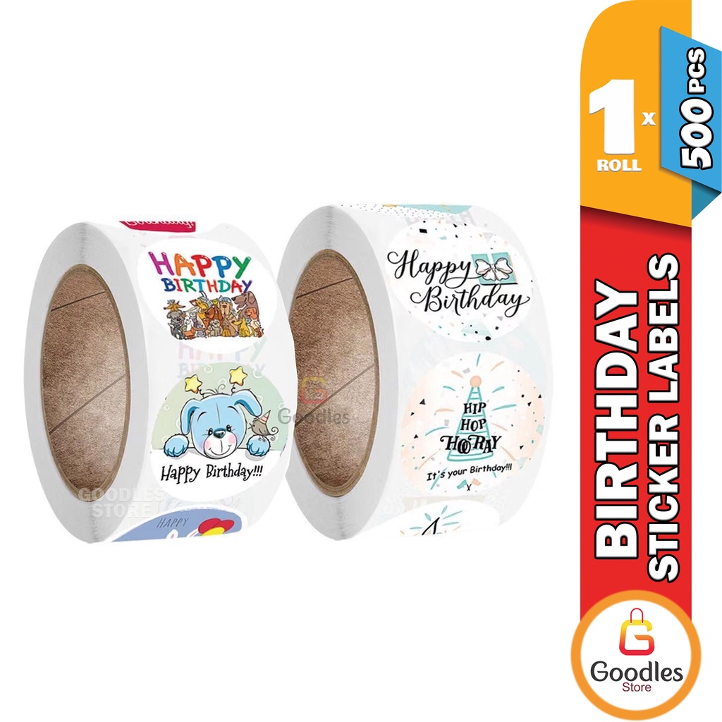 500pcs Birthday Sticker Label Happy Birthday Sticker Labels Kisses ...