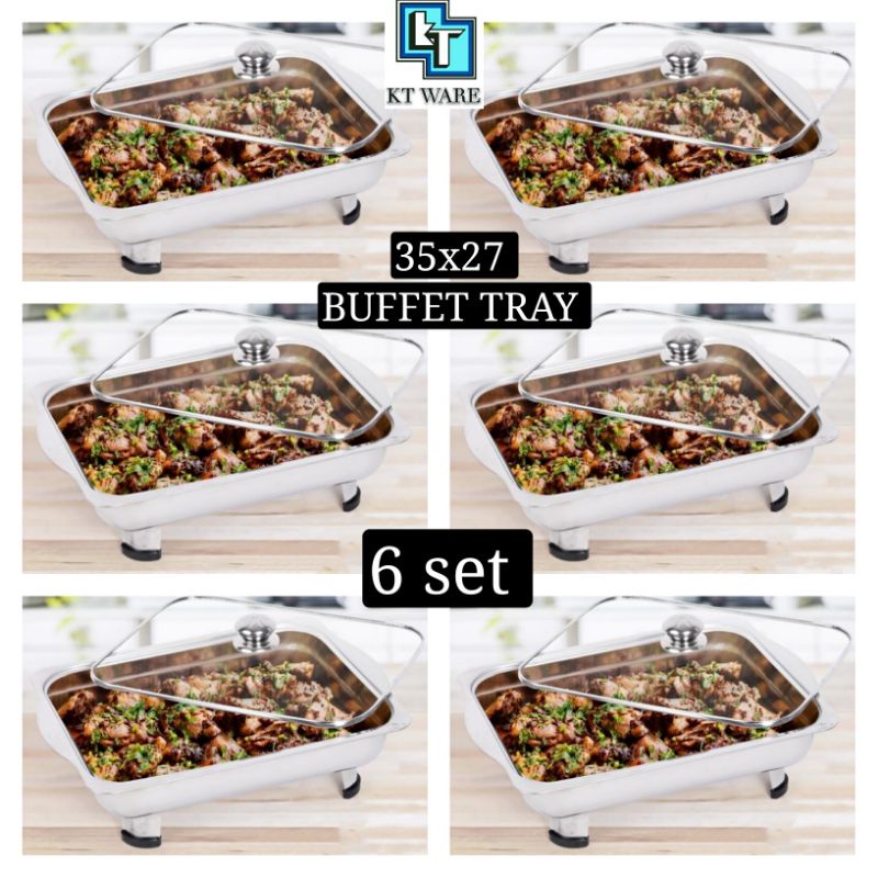 KT WARE 6 set 35x27cm Buffet set (glass cover) chafing dish food tray ...