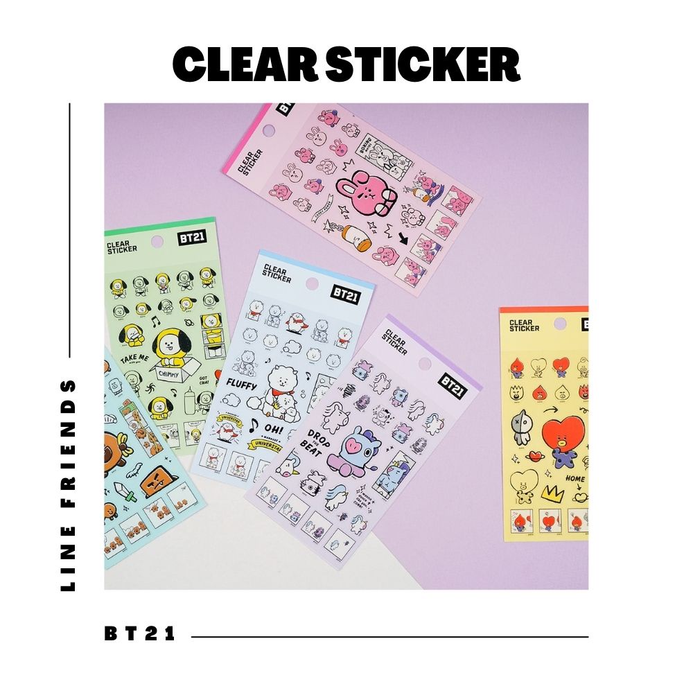 [LINE Friends] BT21 Transparent Sticker 10 * 18 BTS OFFICIAL | Shopee ...