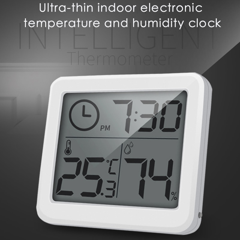 Mini Electronic Desk Clock Ultra-thin Digital Temperature Humidity ...