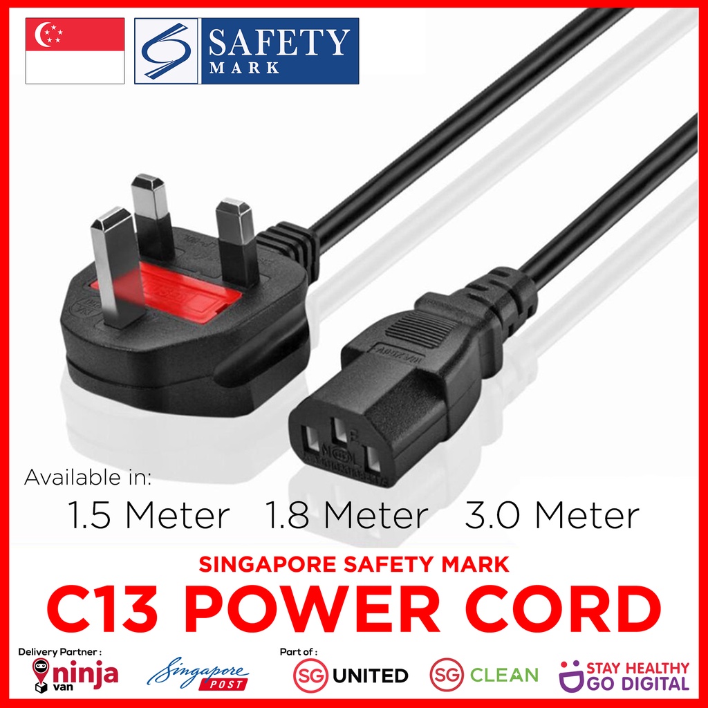 Singapore Safety Mark C13 Power Cord 3 Pin SG/UK Plug Extension Cable ...