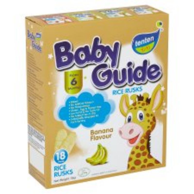 Tenten Baby Guide Banana Flavour Rice Rusks from 6 Months 18 Pieces 36g ...