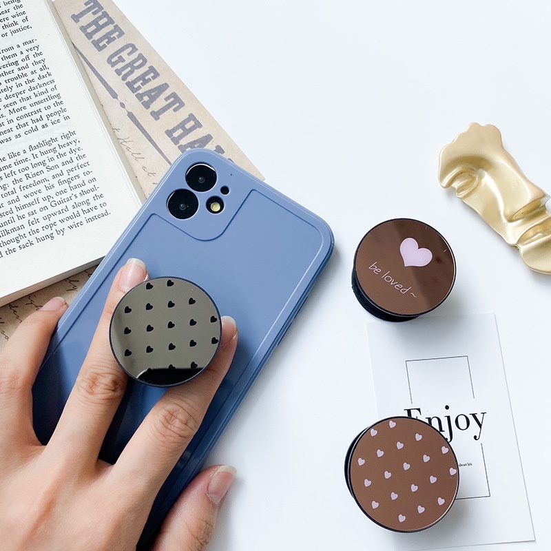 ins Black Love Color Bracket Plain Color Pop Socket Griptok Phone ...