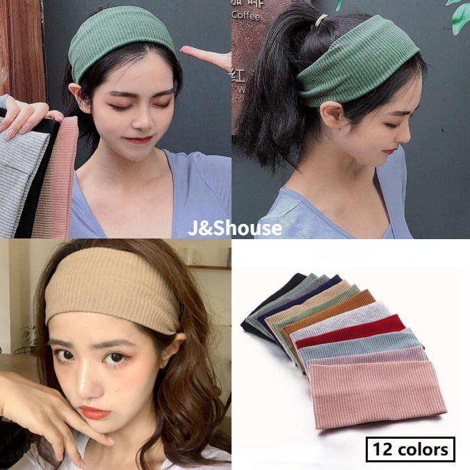 KF287 Korean fashion knit edge headbands pure color sports hairband ...