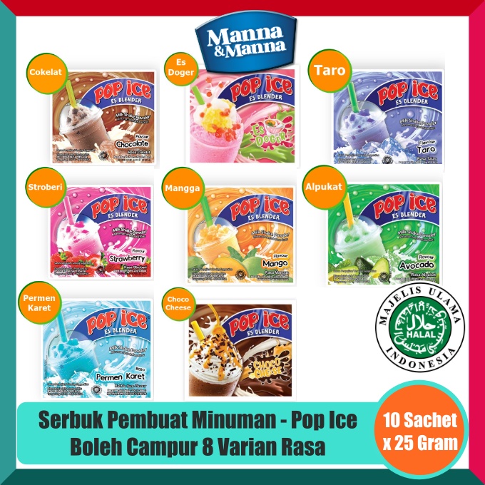 Pop Ice Drink Powder - 10 Sachets x 25 Grams (Mixed Variants Of Flavors ...