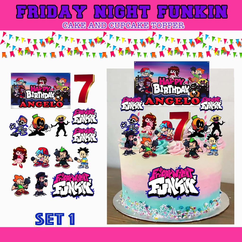 FRIDAY NIGHT FUNKIN FNF CAKE CUPCAKE TOPPER NEW | Shopee Singapore