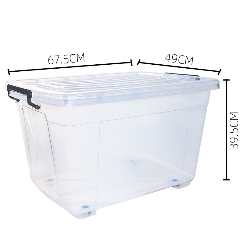 Opus transparent stackable storage box with side handles and 4 wheels ...