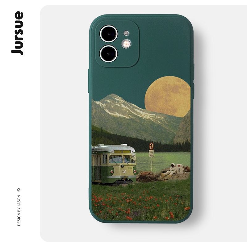 JURSUE Soft Silicone Cute Funny Aesthetic Shockproof Square Phone Case ...