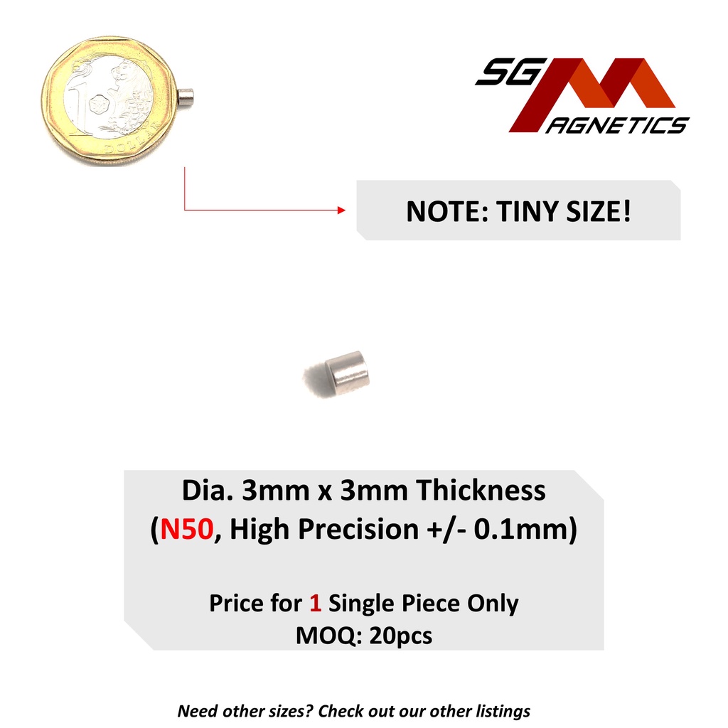 SG Stock Dia 3x3mm Magnet Neodymium Cylinder Disc Circular Round Small ...