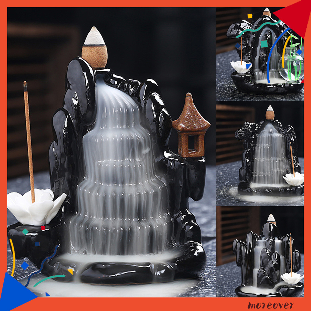 MORE-Backflow Incense Burner Waterfall Ceramic Smoke Censer Handicraft ...