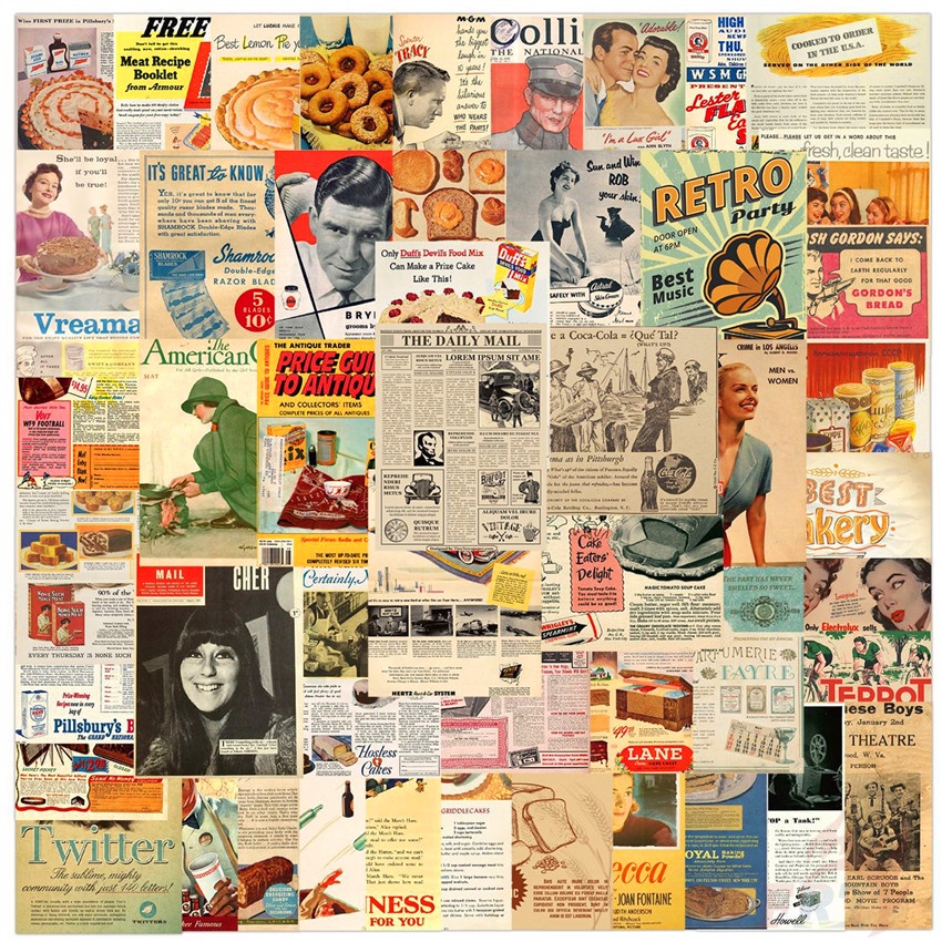 50Pcs/Set Retro Posters Junk Journal - Movie Advertising Series 01 ...
