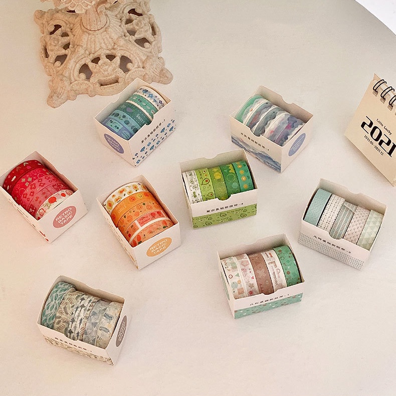 Retro Set Paper Adhesive Tape 8 Models Journal Diary DIY Decoration ...