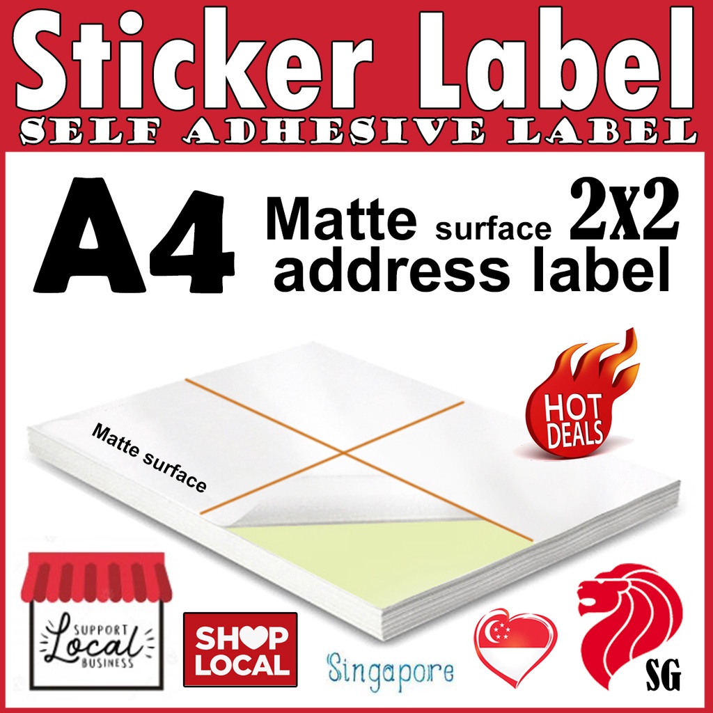 Self Adhesive A4 address label 2x2 printable Sticker Mailing Shipping ...