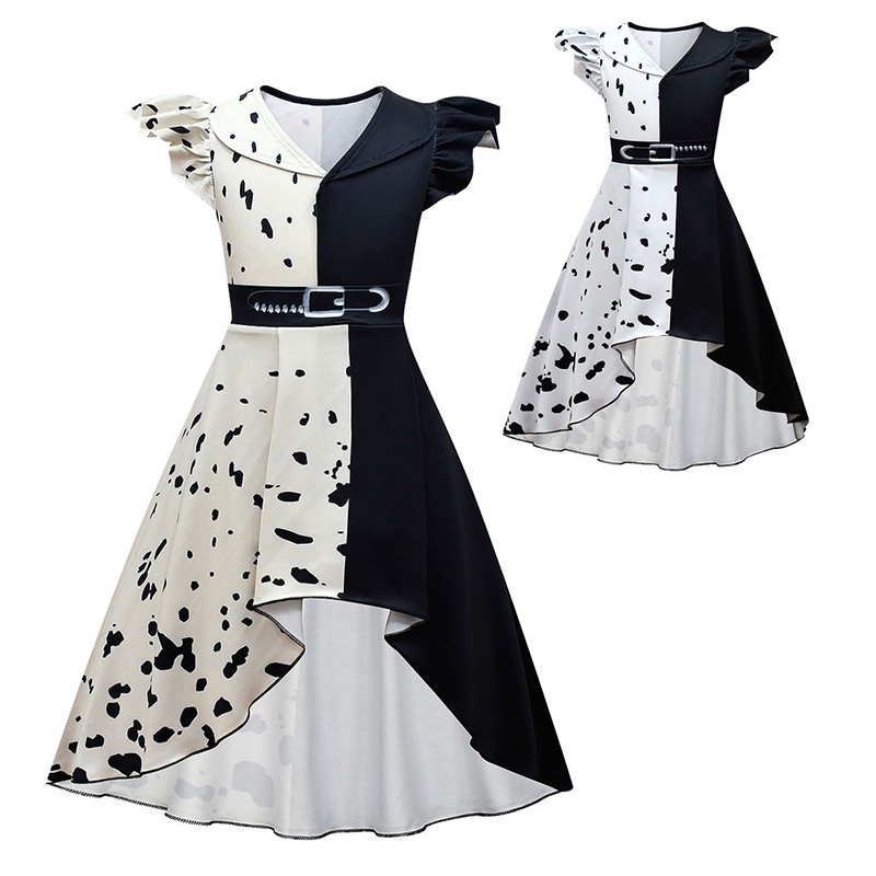 101 Dalmatians Madame Cruella De Vil Dresses Costumes Black White Cloak ...