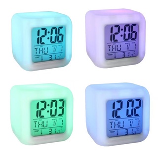Mini Square Digital LED Clock 7 Colours Light Effect Colourful | Shopee ...