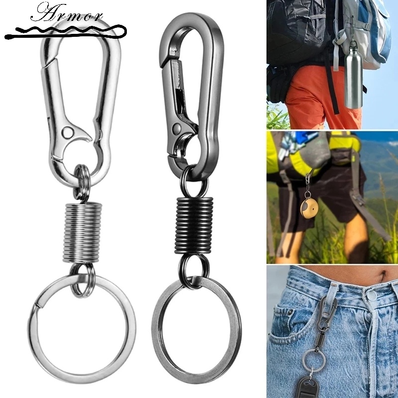 Fashion Silver Stainless Steel Retractable Carabiner Keychain / Anti ...
