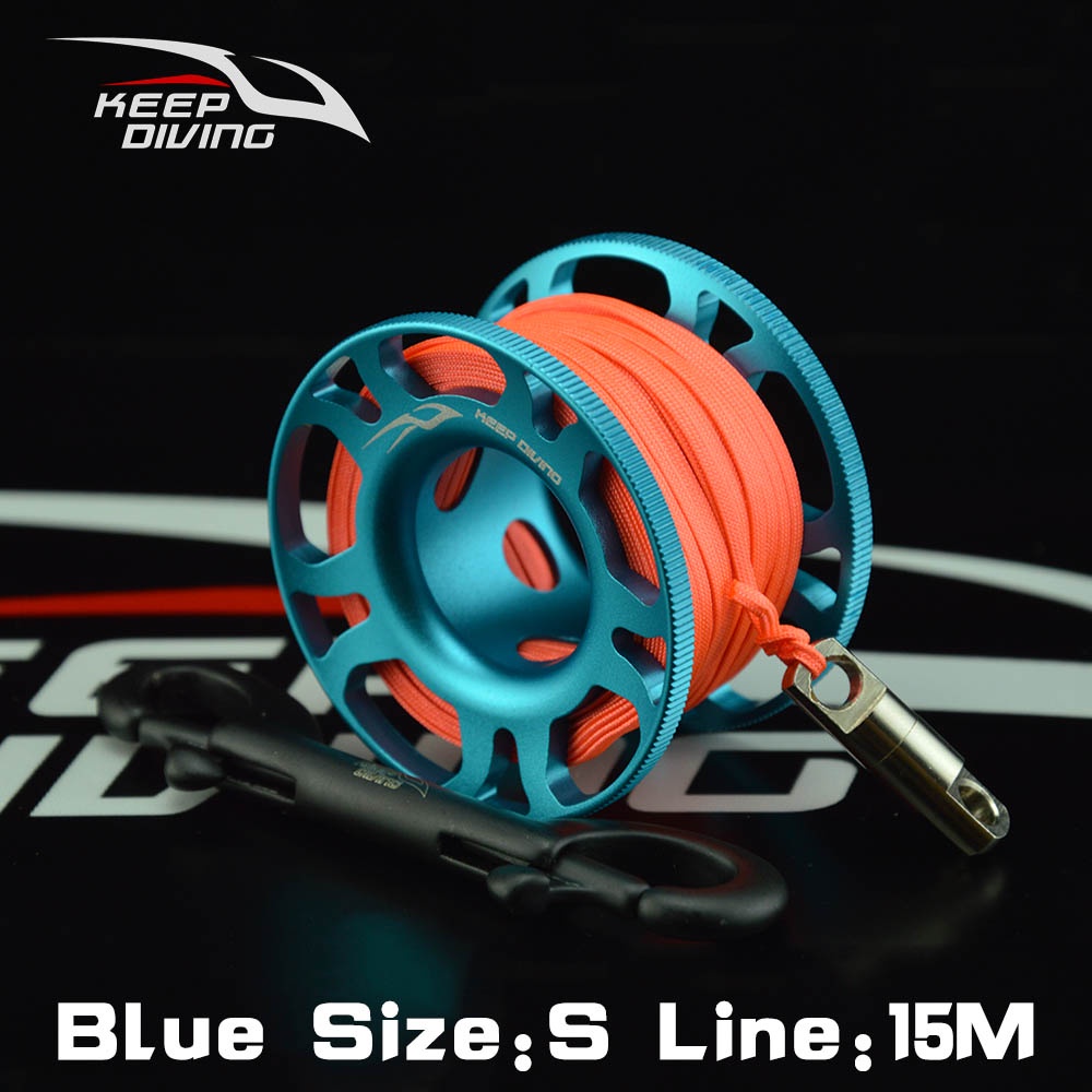 KEEP DIVING 15M/30M Scuba Diving Aluminum Alloy Spool Finger Reel with Stainless Steel Bolt Snap ...