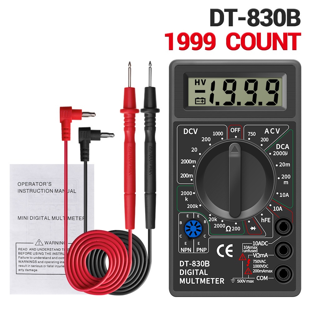 Handheld DT830B Digital Multimeter AC/DC LCD Mini Voltmeter Ammeter Ohm ...