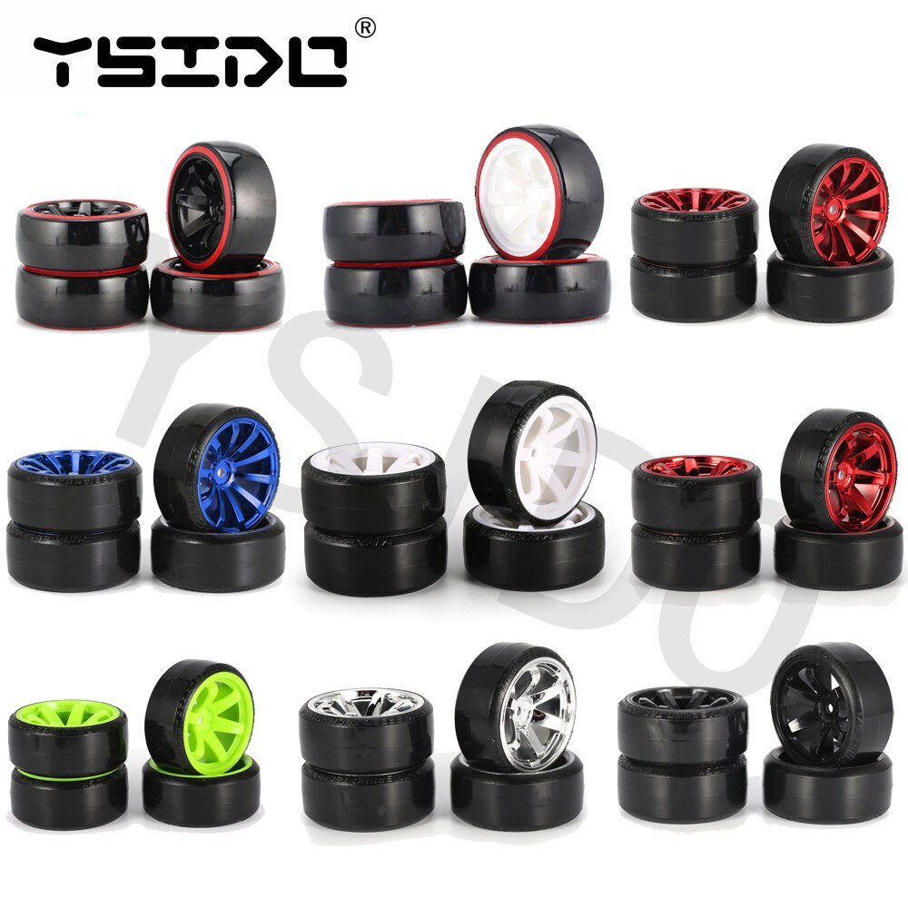 4Pcs 63mm 1/10 RC Drift Car Tire Wheel Rim Hard Wheel Tyre for Traxxas ...
