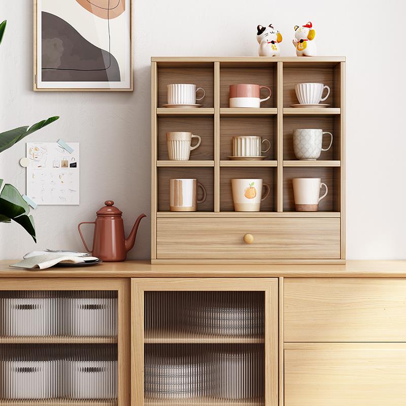 Japanese Cup Storage Rack Dining Table Bookshelf Display Cabinet Retro ...