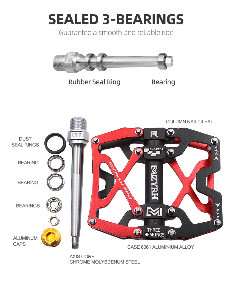 Mzyrh Y06 Bike Pedals Ultralight Aluminium Alloy 3 Bearings Waterproof ...