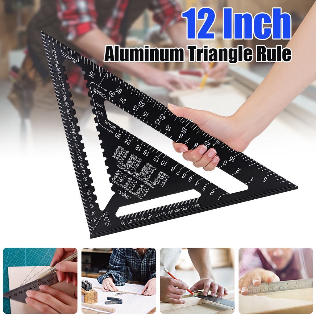 12" Speed Square Metric Aluminum Alloy Triangle Ruler Squares for ...