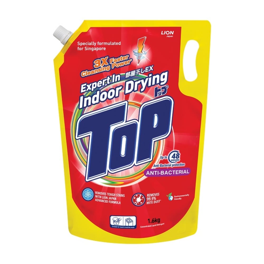 TOP Concentrated Liquid Detergent Anti-Bacterial Refill 1.6kg | Shopee ...