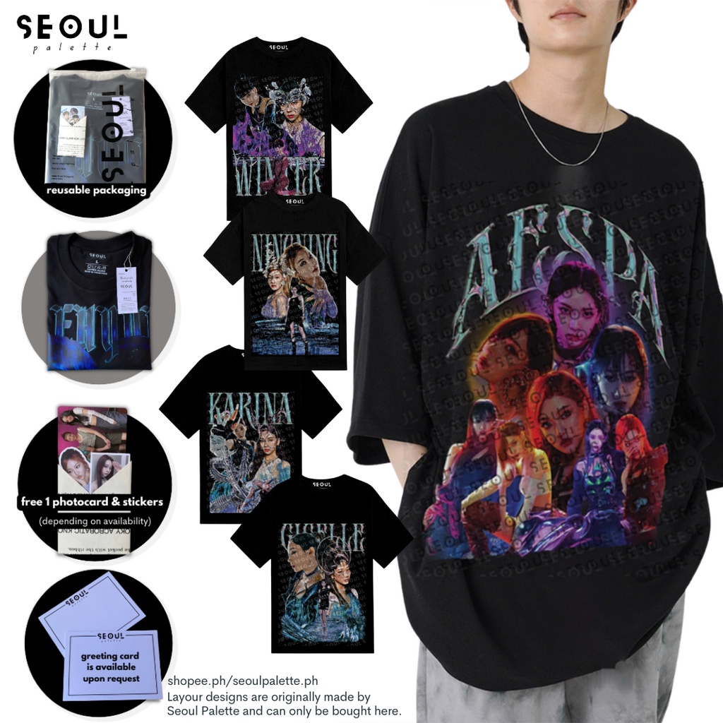AESPA Karina Ningning Giselle Winter KPop Tee Oversized Tshirt Vintage ...