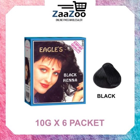 Eagle Black Henna Traditional Hair Care Dye 10g x 6 sachets in 1 box ...