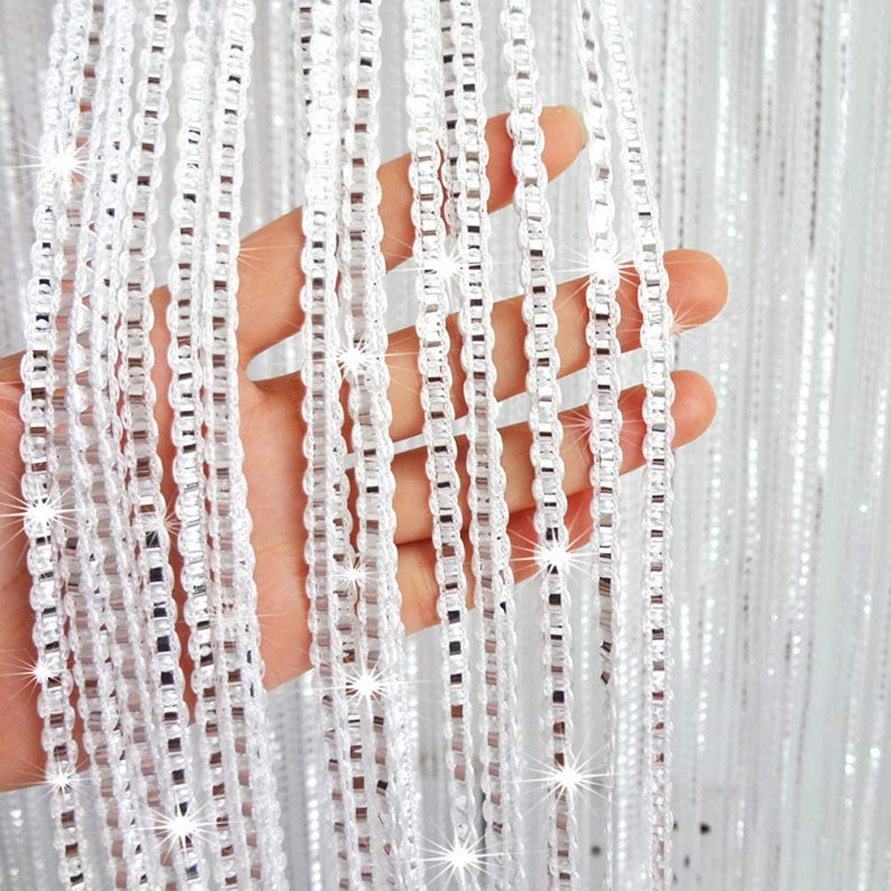 1m x 2m Thicken Tassel Door Curtain Screen Ribbon Strings Strip Silver ...