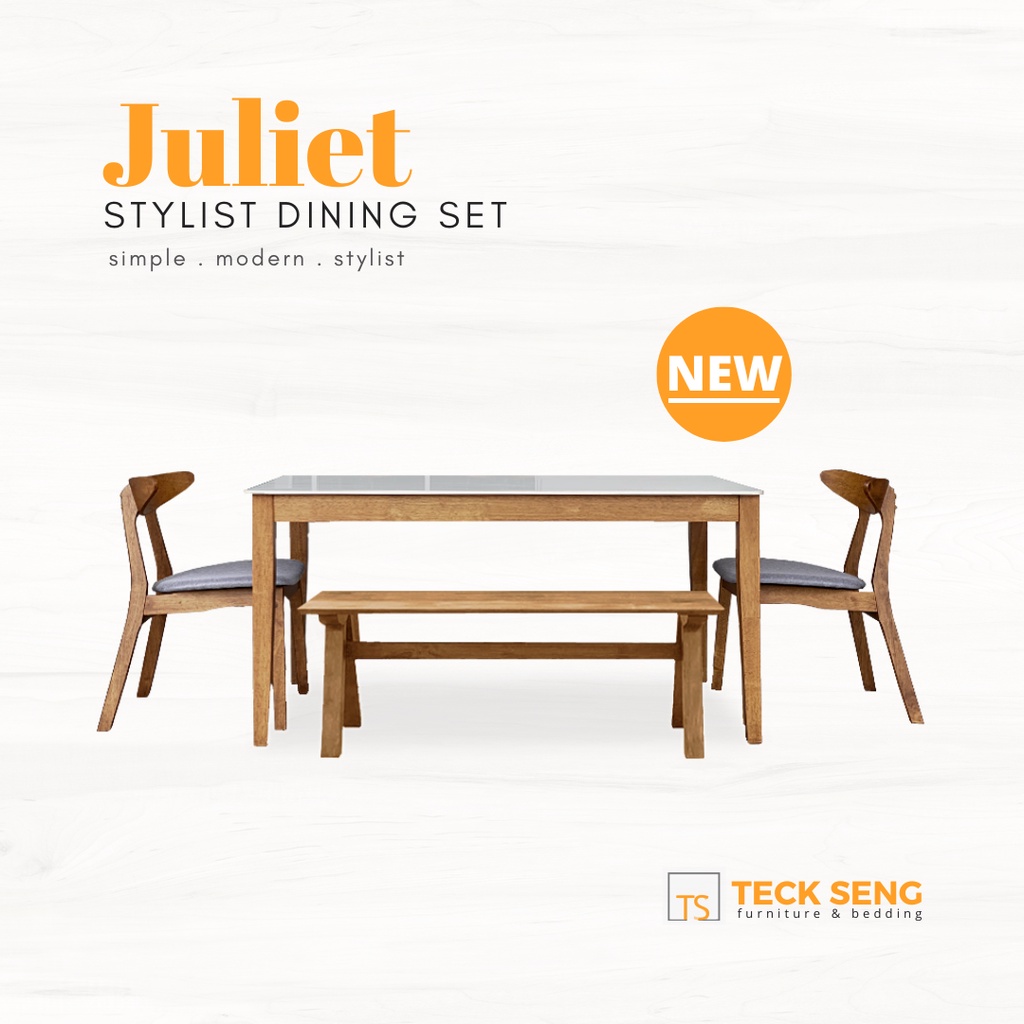[TECK SENG] JULIET Scandinavian Solid Sintered Stone + Rubber Wood 6 ...