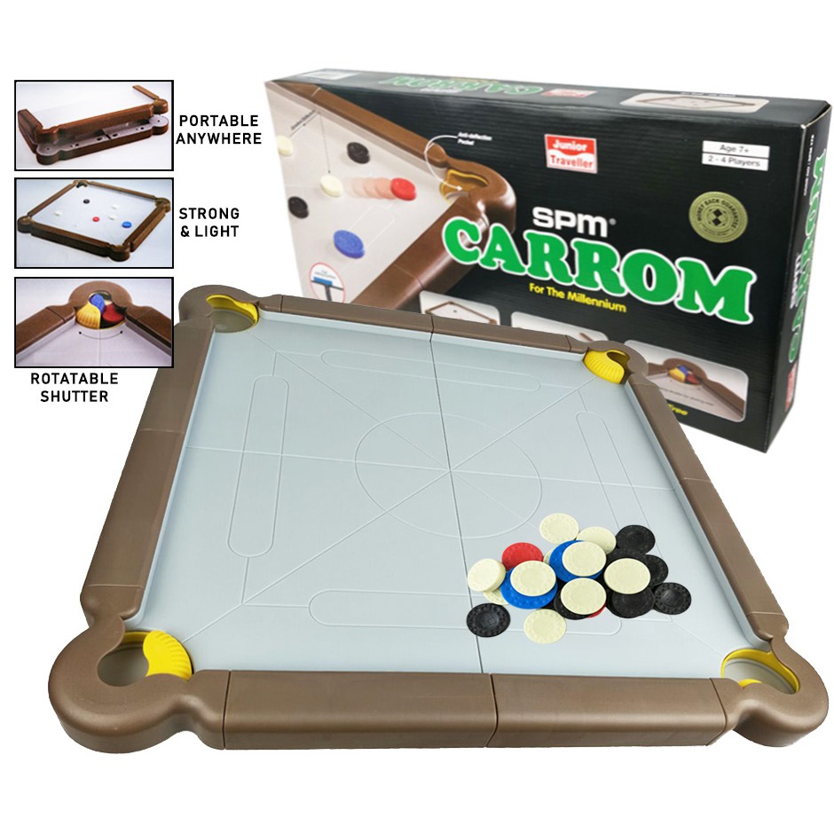 SPM Compact & Portable Foldable Traveller Carrom Board Set / Set Karom ...