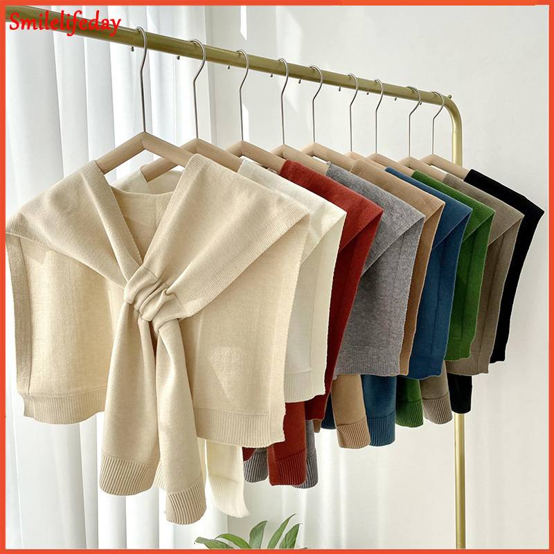Trendy Women Female Knitted Shawl Winter Air-conditioned Room Cross ...