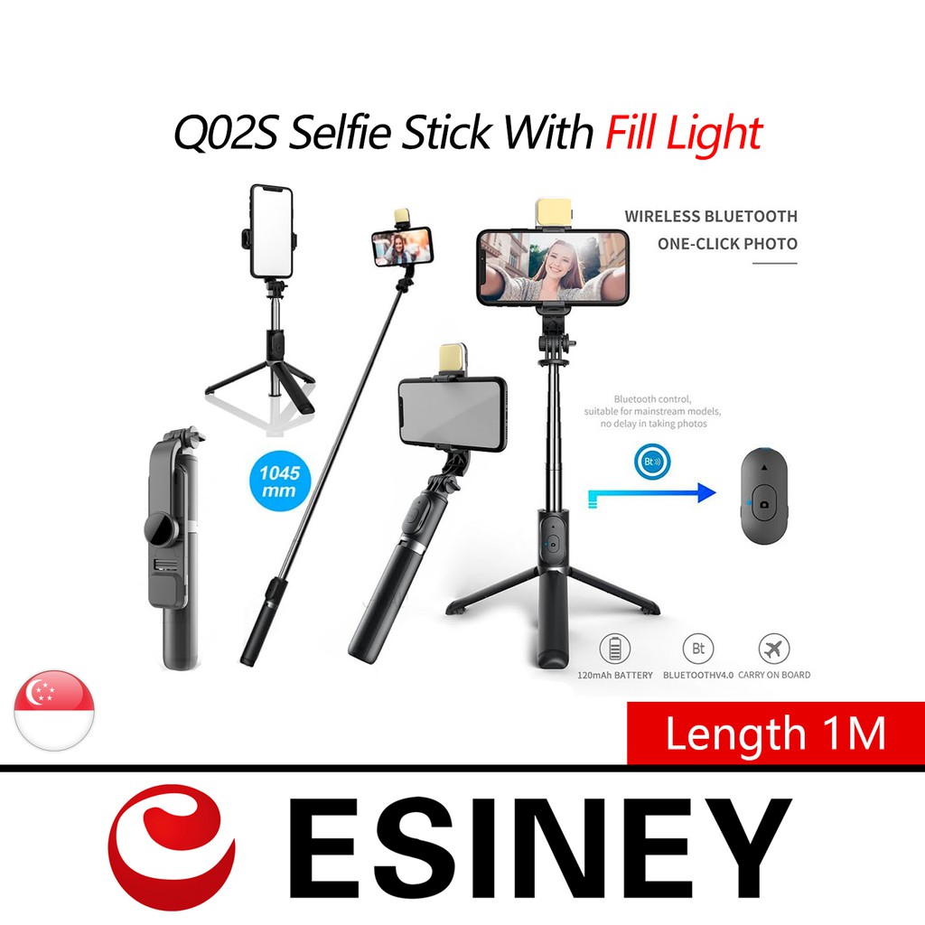 Q02S Wireless Bluetooth Selfie Stick Foldable Mini Tripod Stabilizer ...