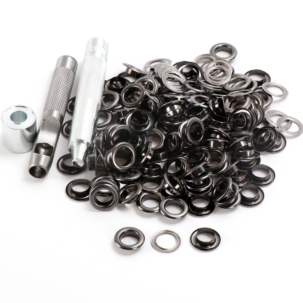 Eyelet Ring Puncher Set ( Rings + Tools) Grommet Set Gunmetal Black100 ...