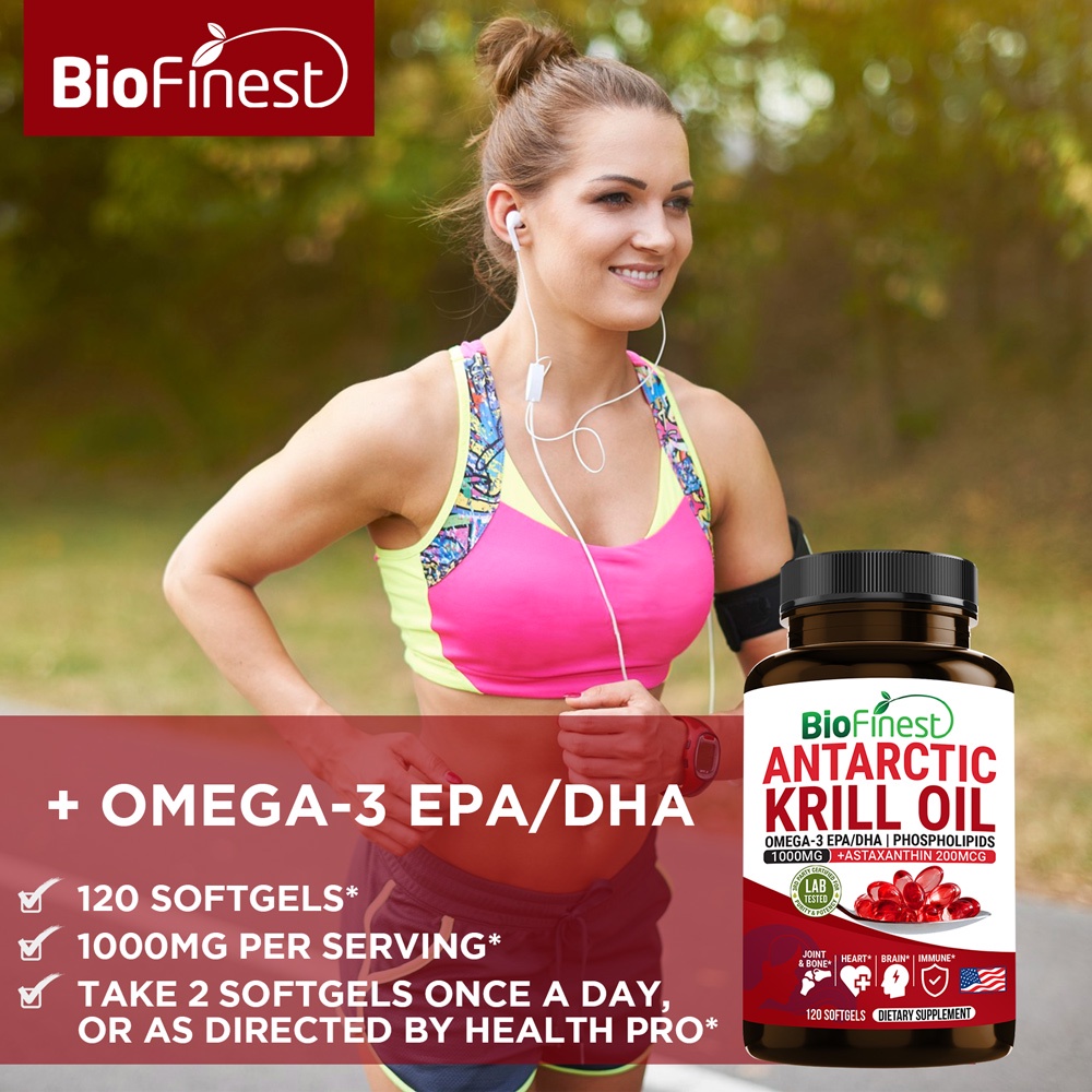 Biofinest Antarctic Krill Oil 1000mg Supplement - 12x EPA DHA Omega 3 ...