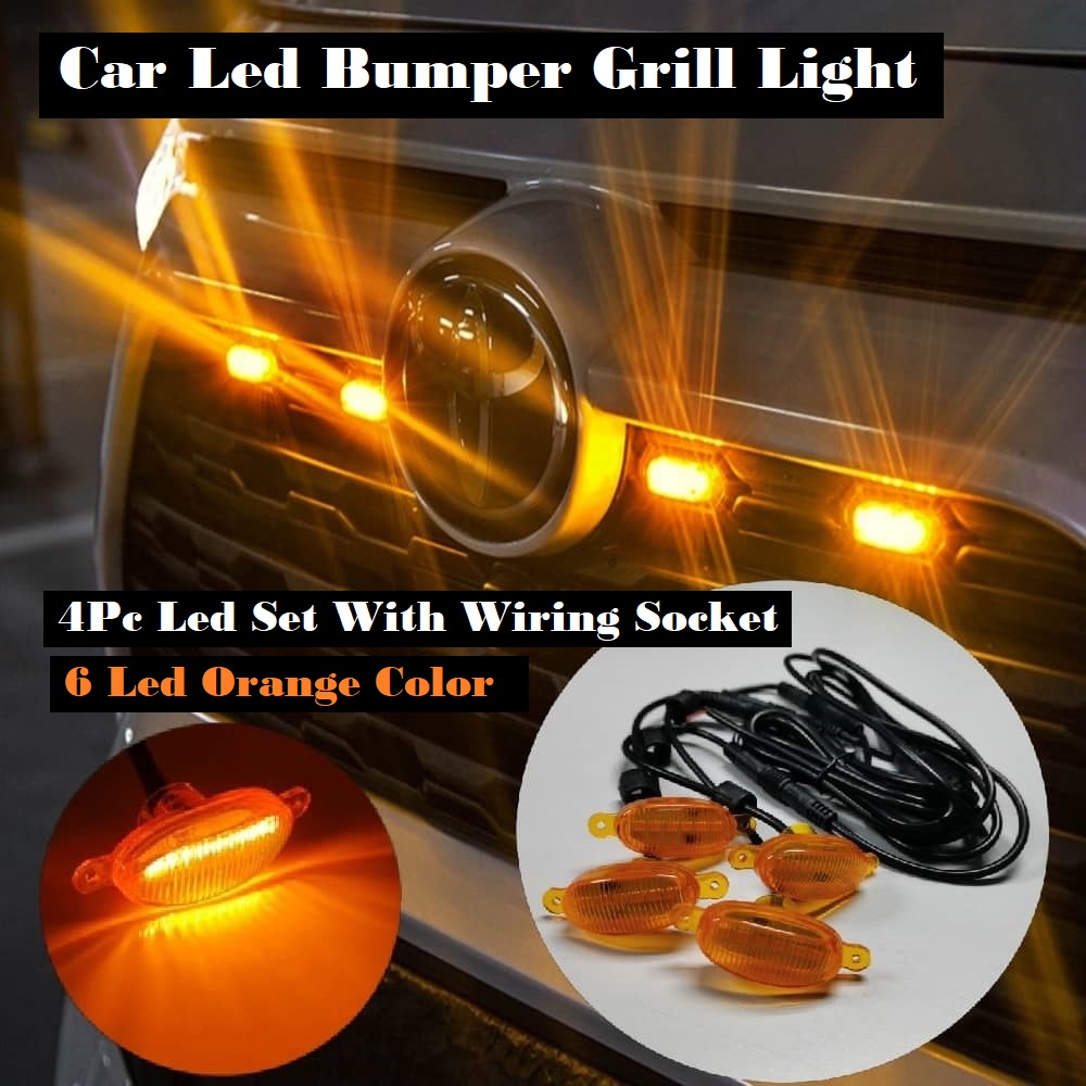 4Pc Car Front Grill Light Bumper Led Bulb Fog Sport Worklight DRL ...