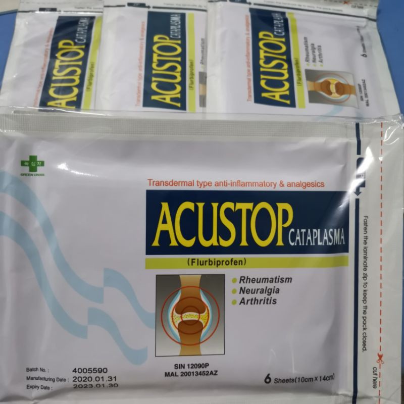 Accustop plaster for pain relief 1 packet:6 sheets. (10cm x 14cm)6 ...