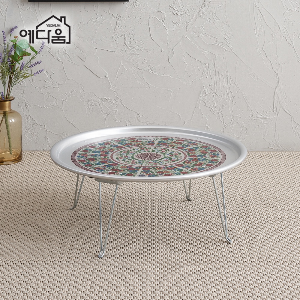 YEDAUM Korean Retro Style Table Small Round Dining Coffee Table Sea ...
