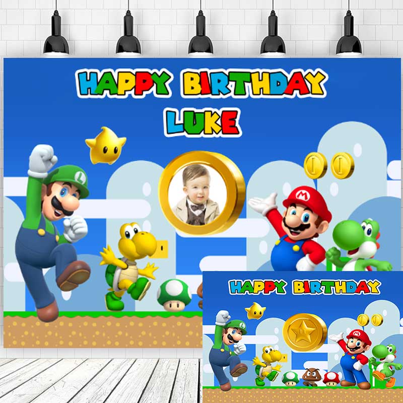 Super Mario For Boy Birthday Backdrop For Photography Baby Shower Kids ...
