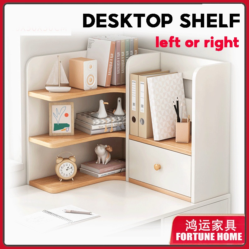Desk Bookshelf Desktop Storage Wood Desktop Desk Shelf Desk Corner ...