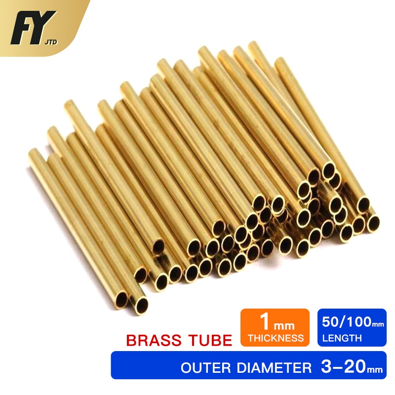 Brass pipe 1mm wall thickness brass tube 50mm 100mm length Straight ...