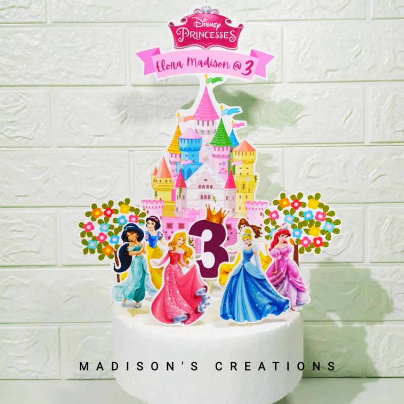 Big Castle &Disney Princesses Cake Toppers /Banner, Backdrop Set ...