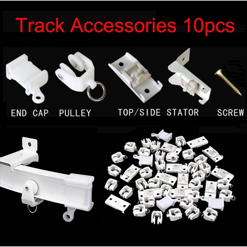 10x Curtain Runner Pulley Metal Screws Side Mounting Bracket Fixed Top ...