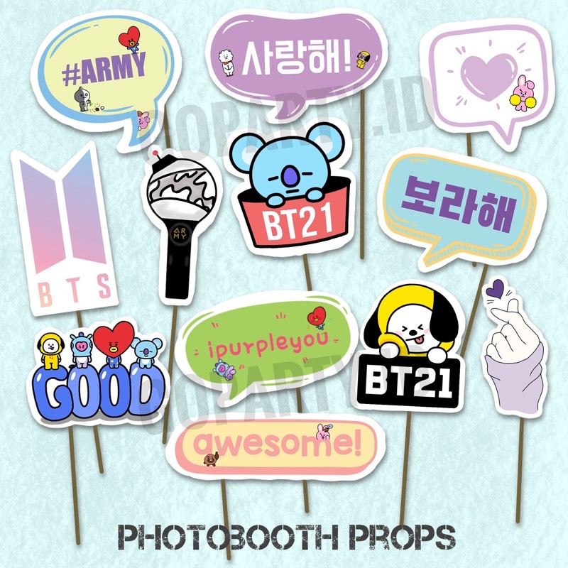 BTS BT21 PHOTOBOOTH PROPS PROPERTIES BIRTHDAY DECORATION PHOTOS ...