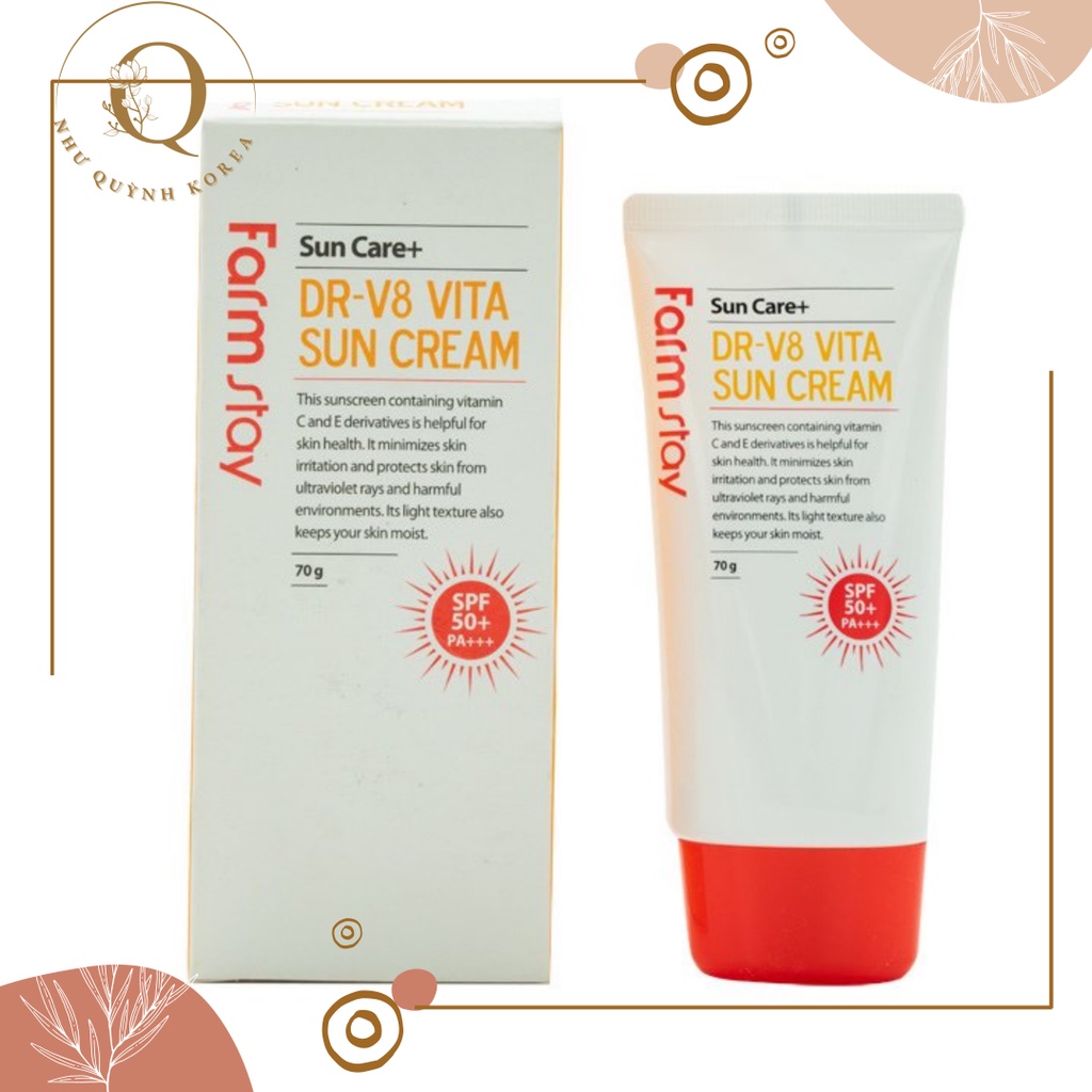 Korean Sunscreen Farm Stay Sun Care + DR - V8 Vita Sun Cream SPF 50+/PA ...