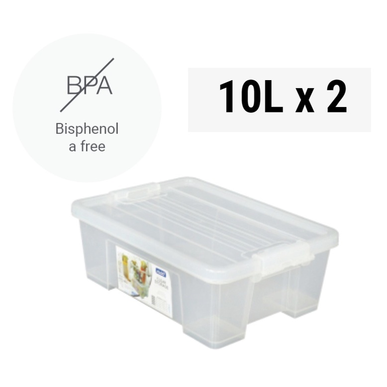Algo Block Storage Containers 10L, 20L, 40L (bundle of 2) transparent ...