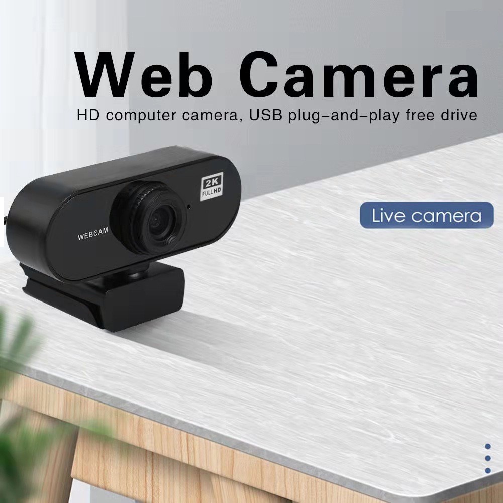 Full HD 1080P 2K Webcam - Autofocus, Built-in Microphone, 360° Rotating ...
