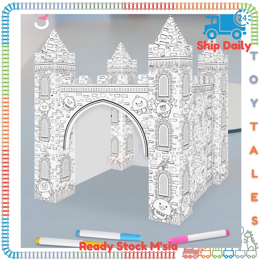 DIY Doodle Cardboard Castle [ 42cm - 6 Markers ] Kids Painting Art ...
