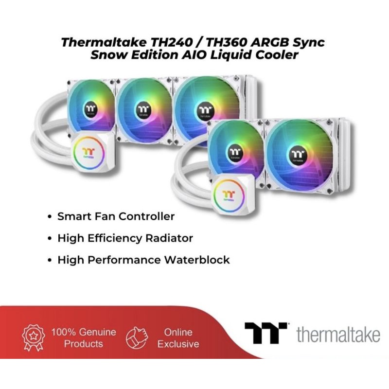 Thermaltake TH360 ARGB Sync Snow Edition AIO Liquid AIO AIO Liquid ...
